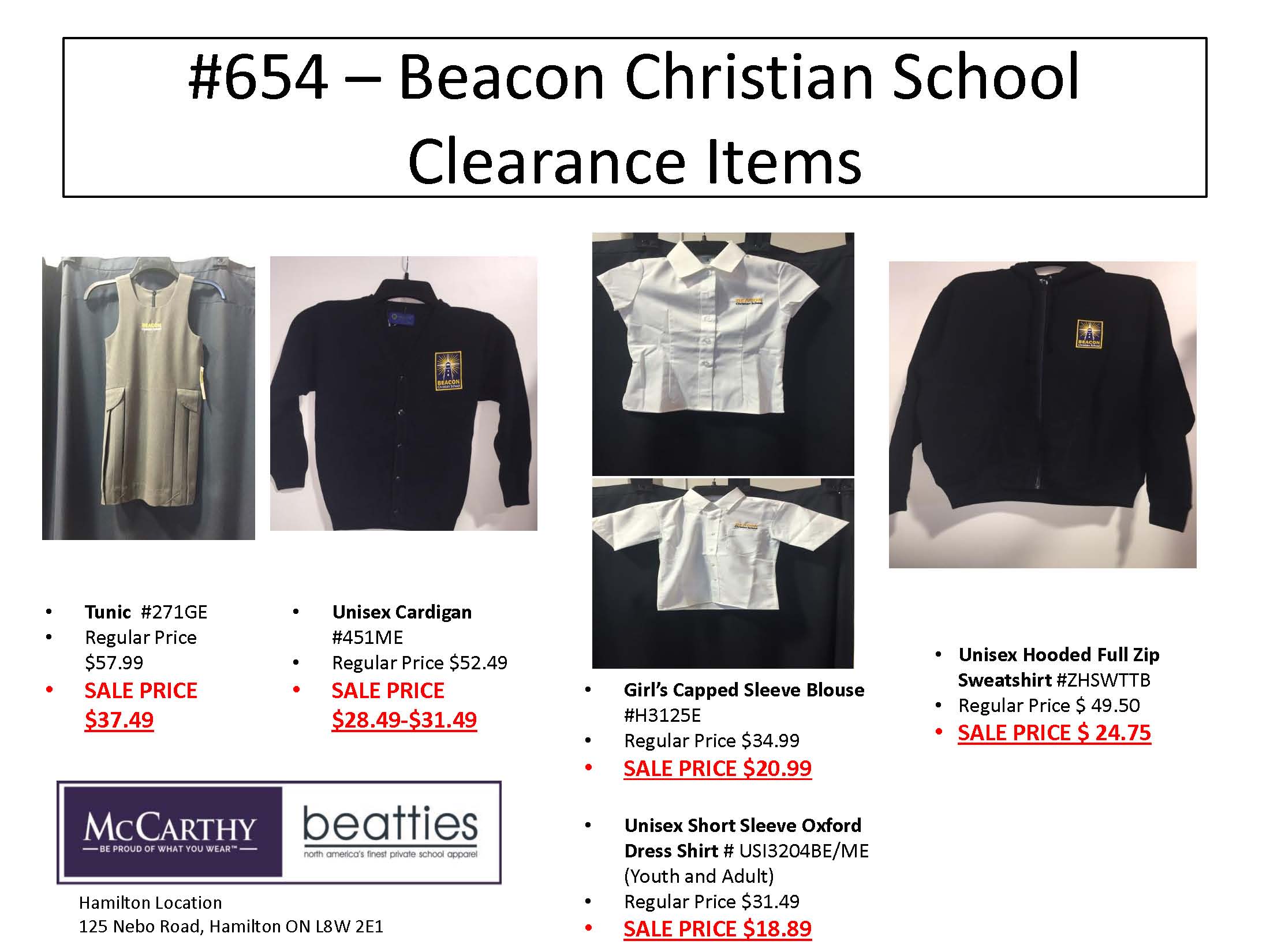 Beacon Uniform Clearance | Beacon Christian School